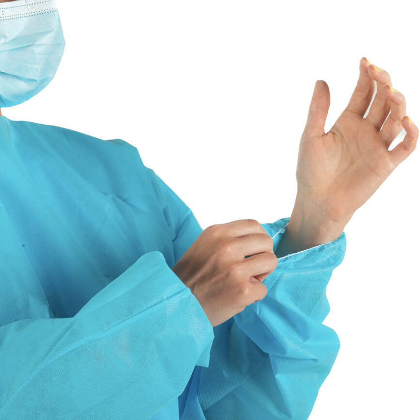 Avental descartável manga longa com botão – Socc Hospitalar